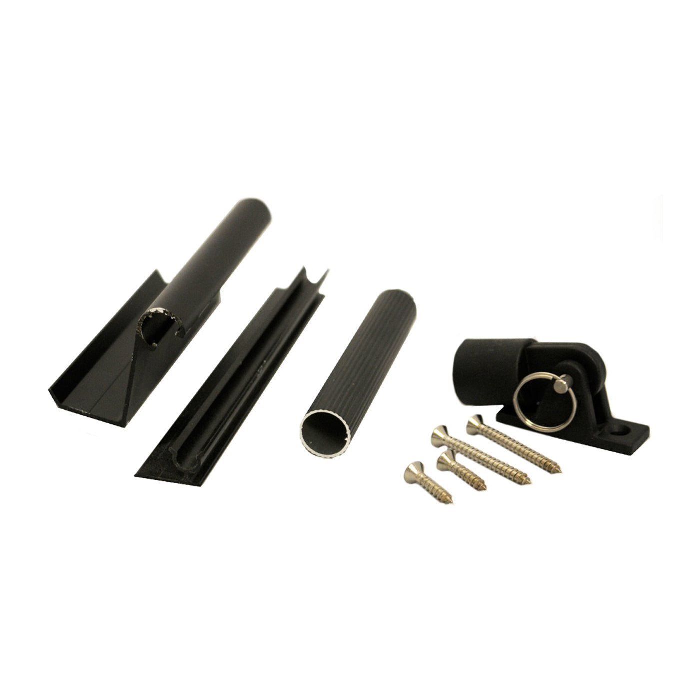 Black Anodized Bahama Hardware Kit - M/ F Hinges, Tilt Arms, Clevis Pi ...